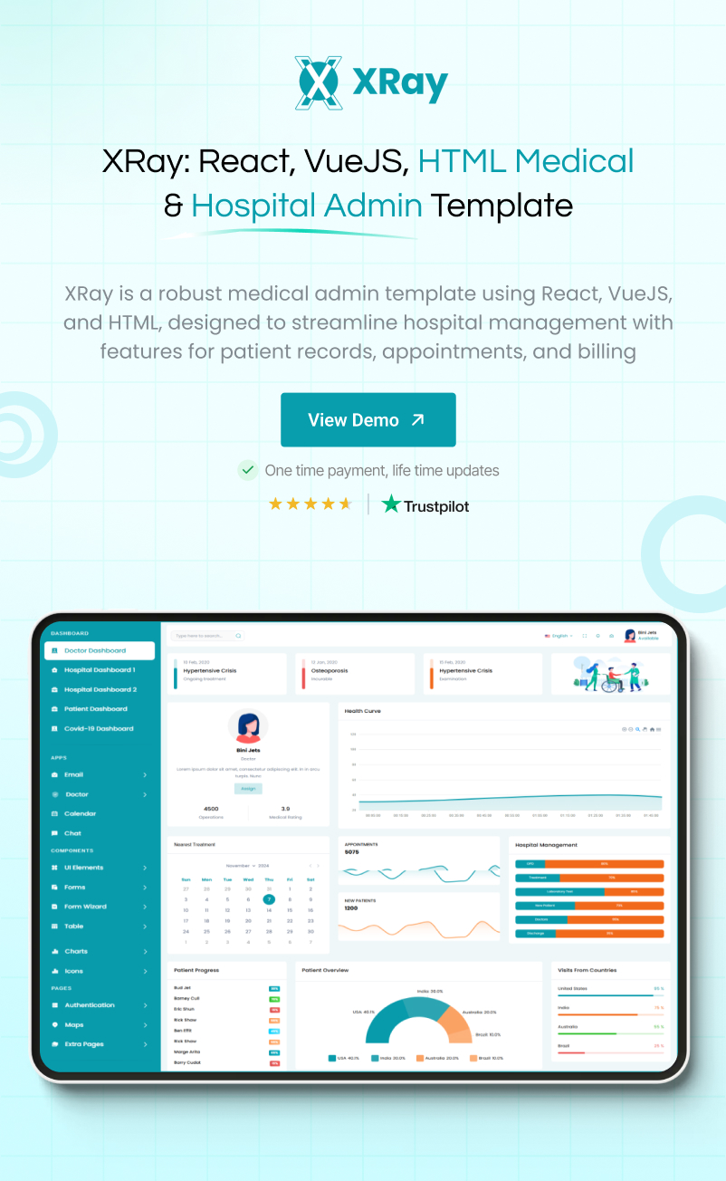 XRay – Medical & Hospital Admin Template (React, VueJS, HTML) by ...
